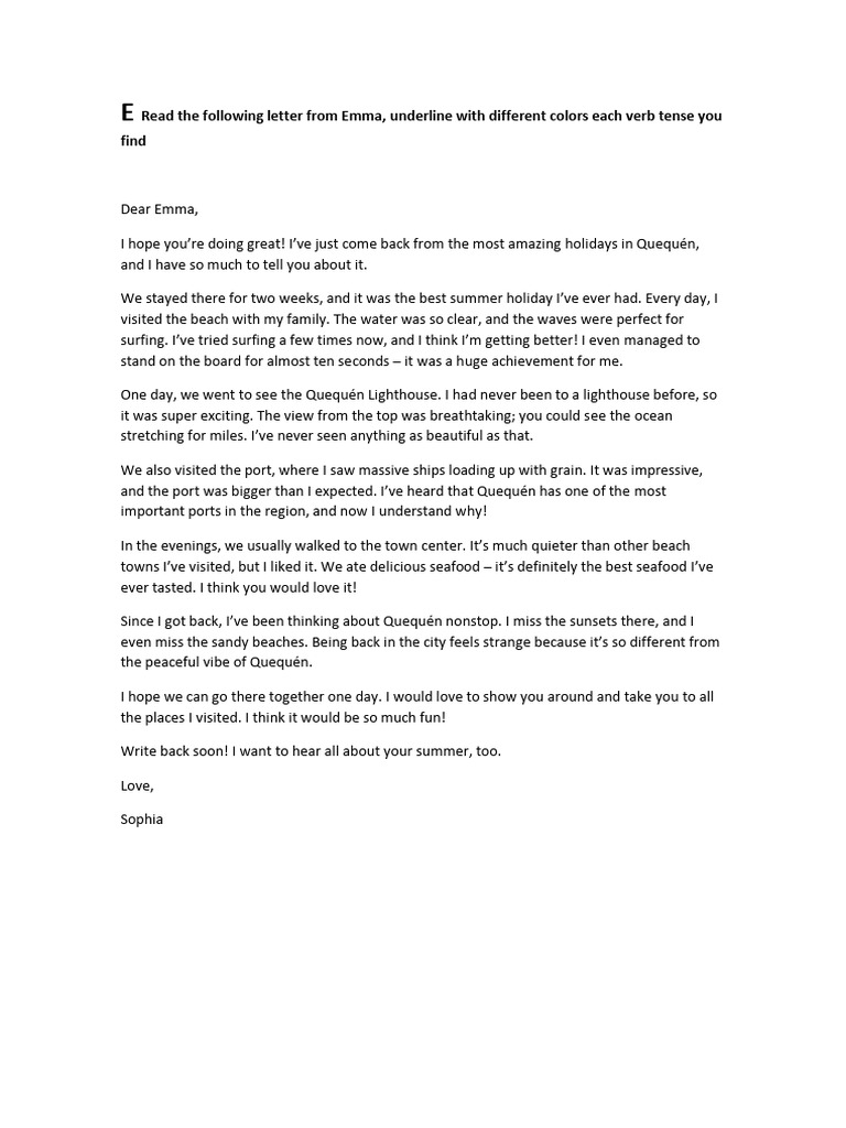 E Read The Following Letter From Emma | PDF