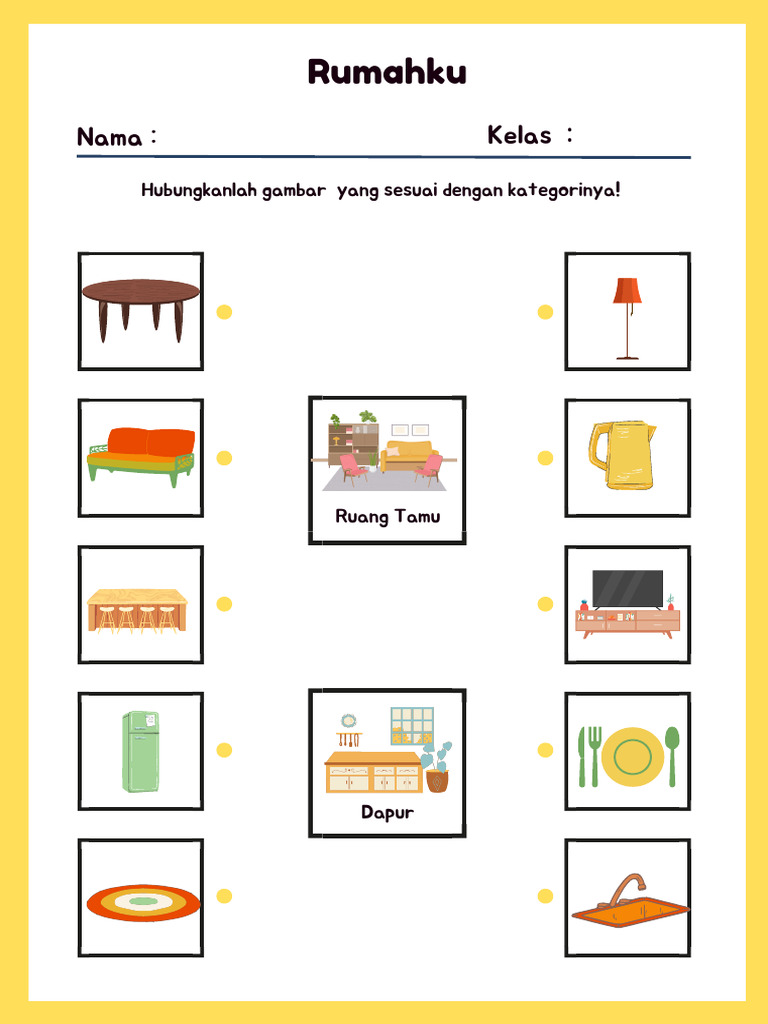 Lembar Kerja Tema Rumah Kuning Sederhana | PDF