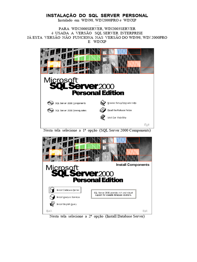 Guia de Instalação do SQL Server 2000 | PDF | Microsoft SQL Server ...
