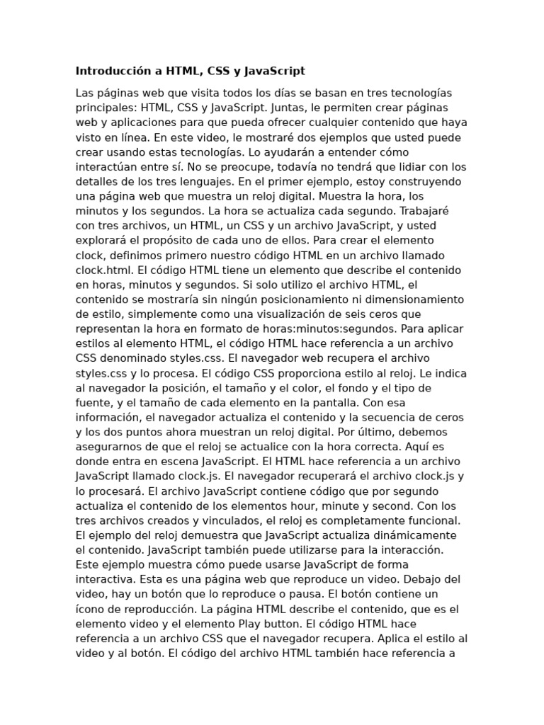 Introducción a HTML, CSS y JavaScript | PDF | Red mundial | Internet y web