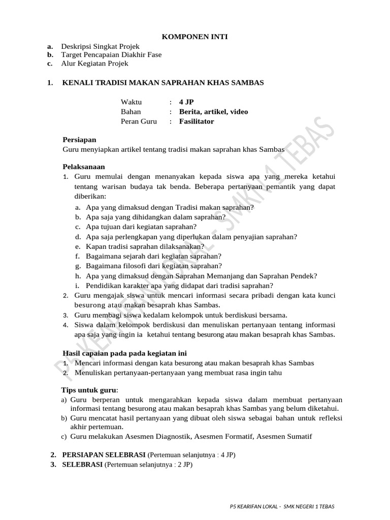 P5 - Materi Makan Saprahan | PDF