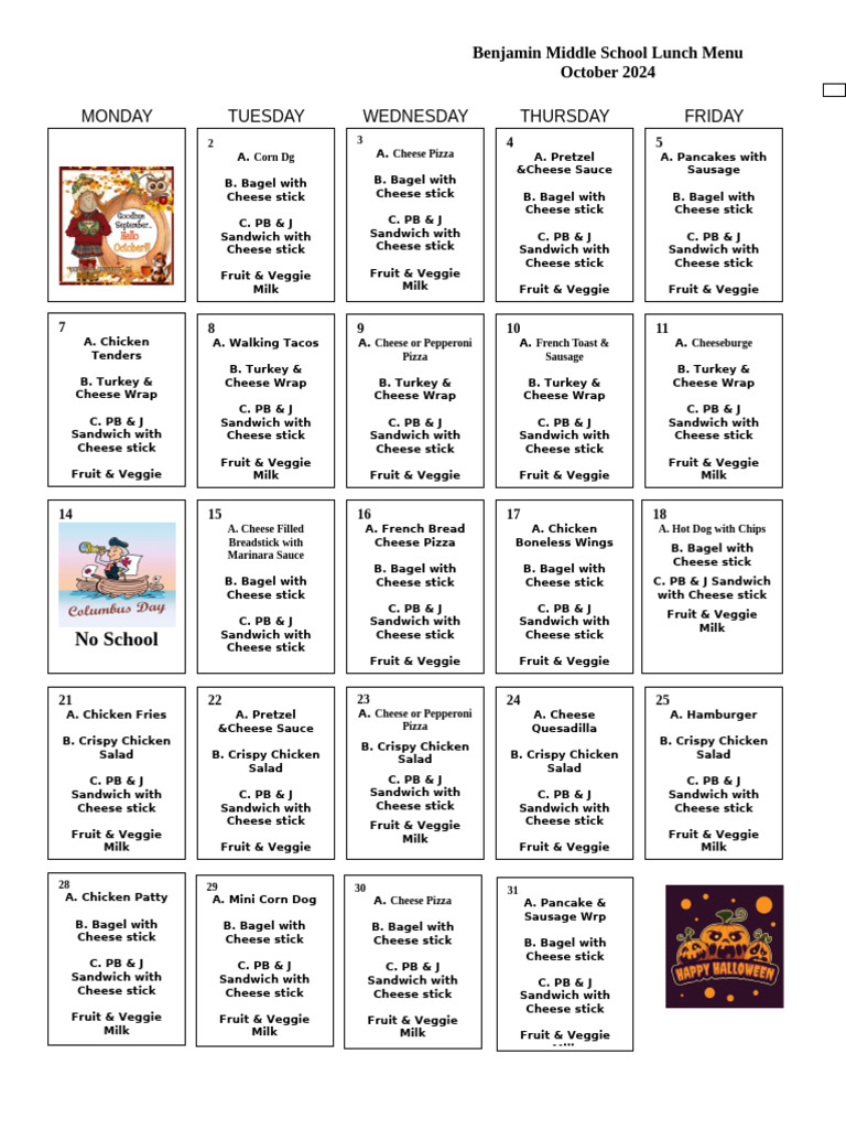Menu October 2024 | PDF | Sandwich | Pizza
