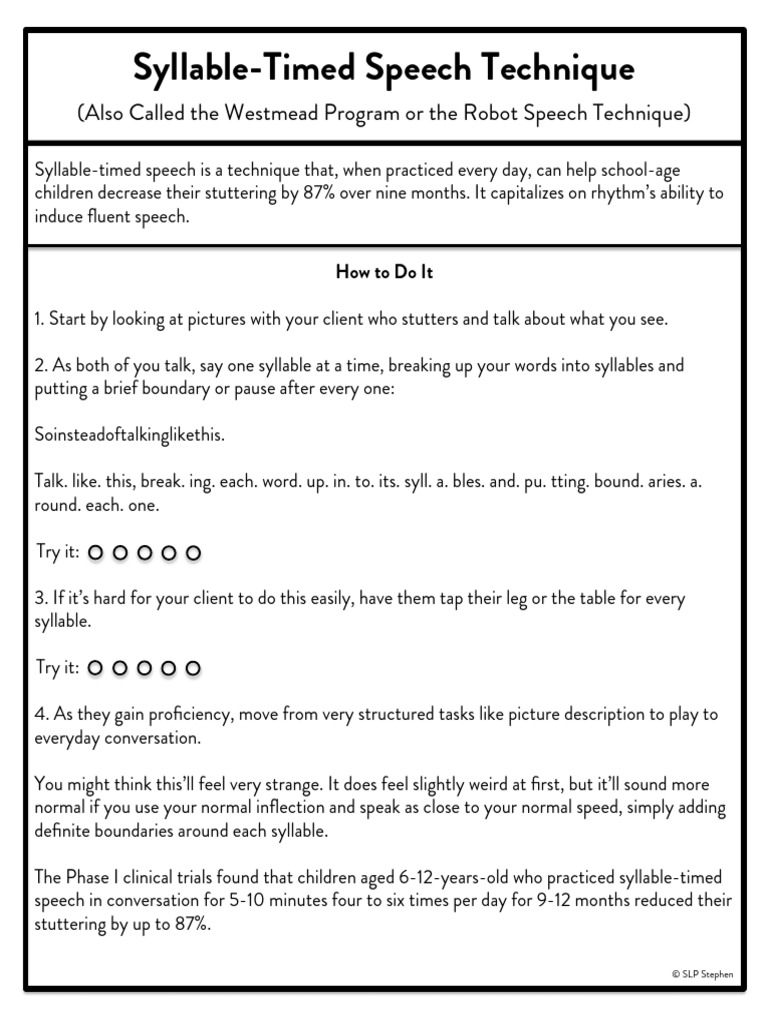 Syllable Timed Speech Technique Westmead Program 1730213140 | PDF ...