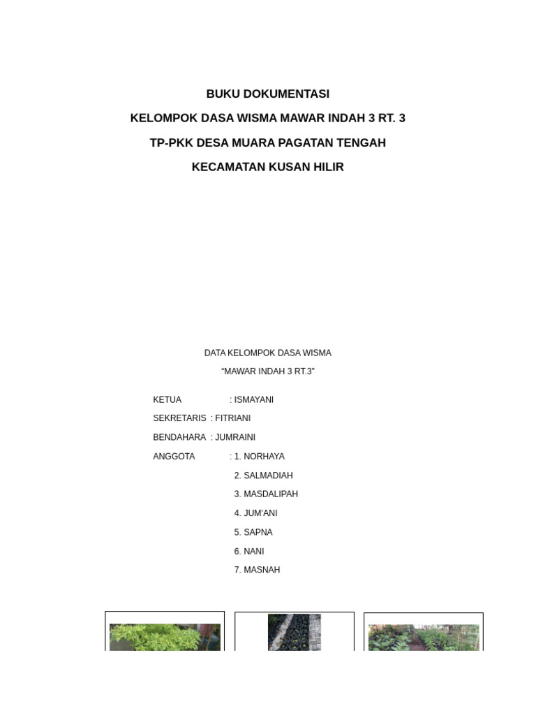 Buku Dokumentasi Dasa Wisma Mawar Indah 3 | PDF