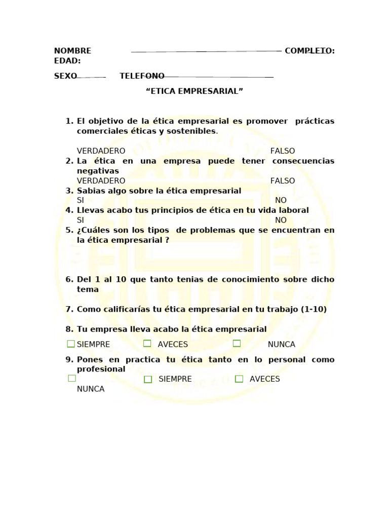 Preguntas Etica | PDF