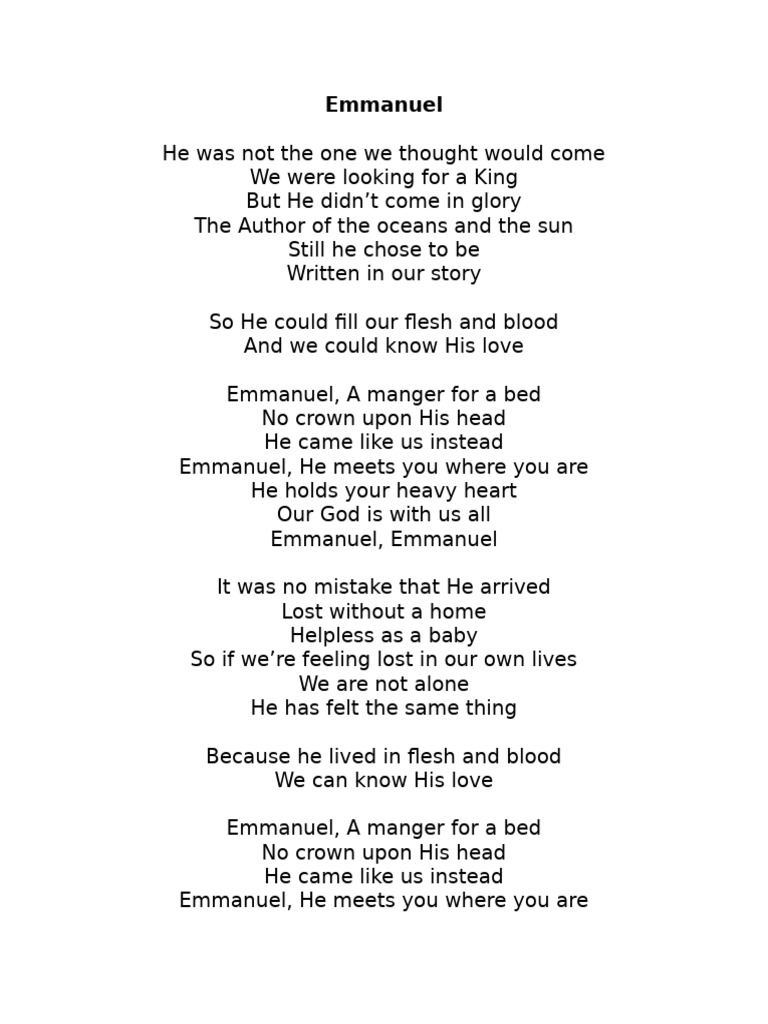 Emmanuel Lyrics | PDF