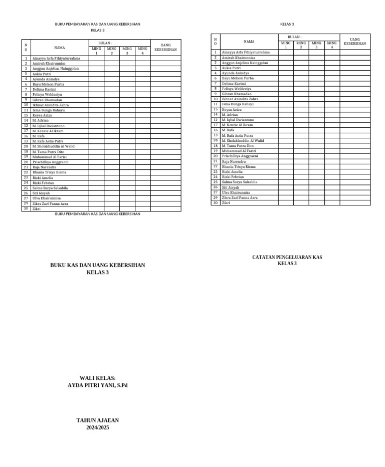 Buku Pembayaran Kas Dan Uang Kebersihan | PDF