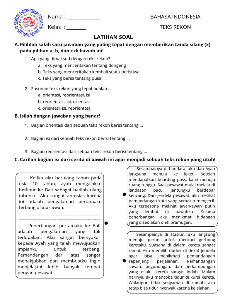 Latihan Soal Teks Rekon - 20241203 - 060434 - 0000 | PDF