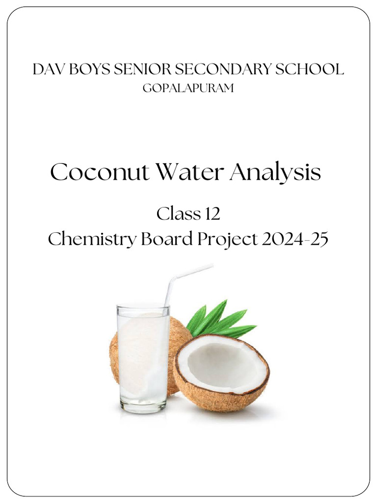Coconut Water Health Benefits Project | PDF | Chloride | Magnesium