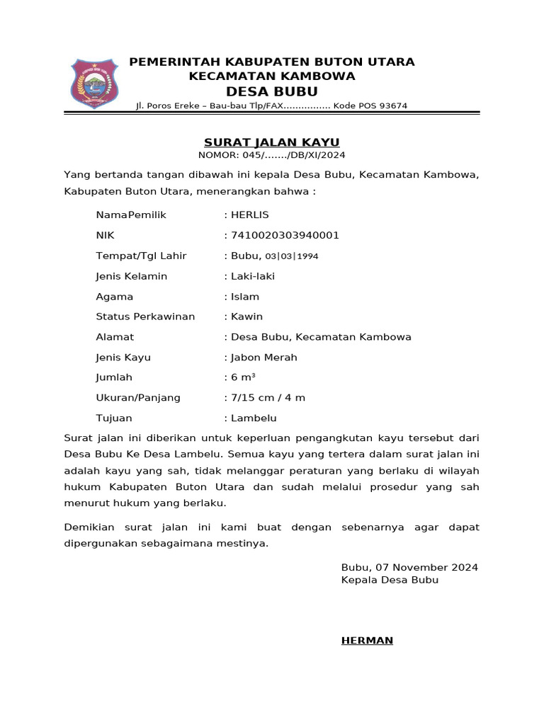 Surat Jalan Kayu | PDF