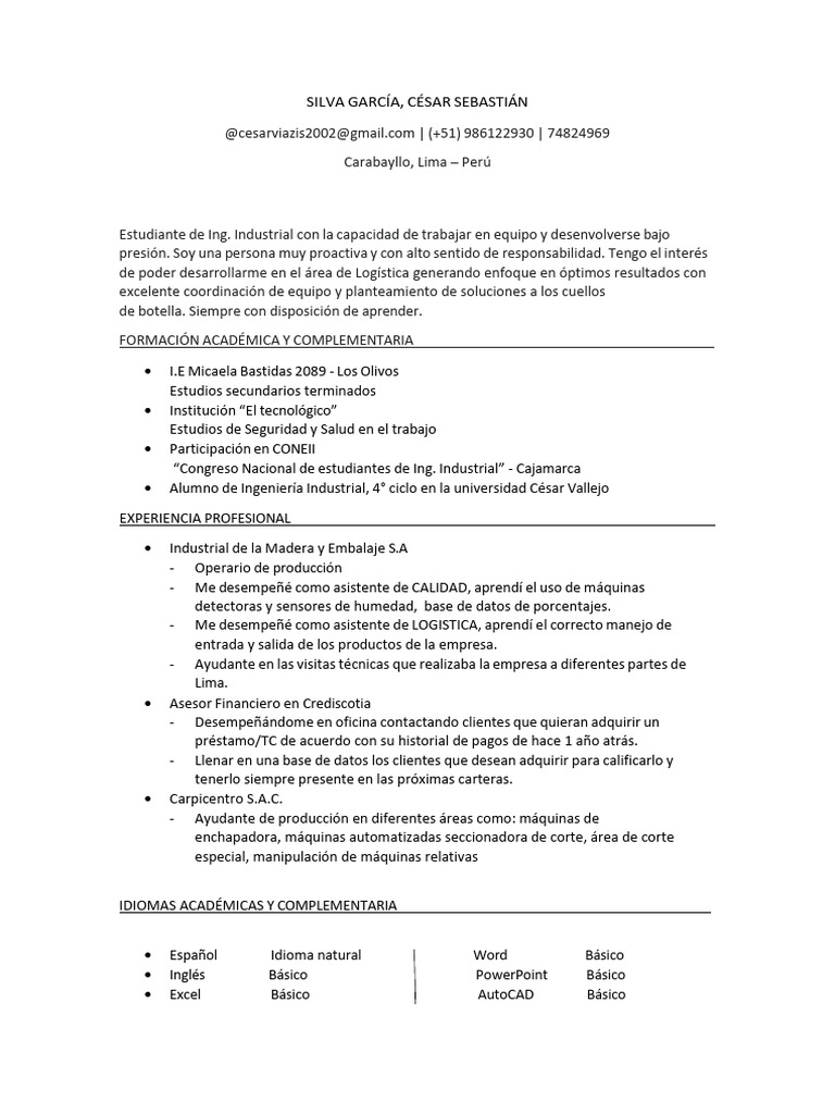 Cesar Silva CV | PDF