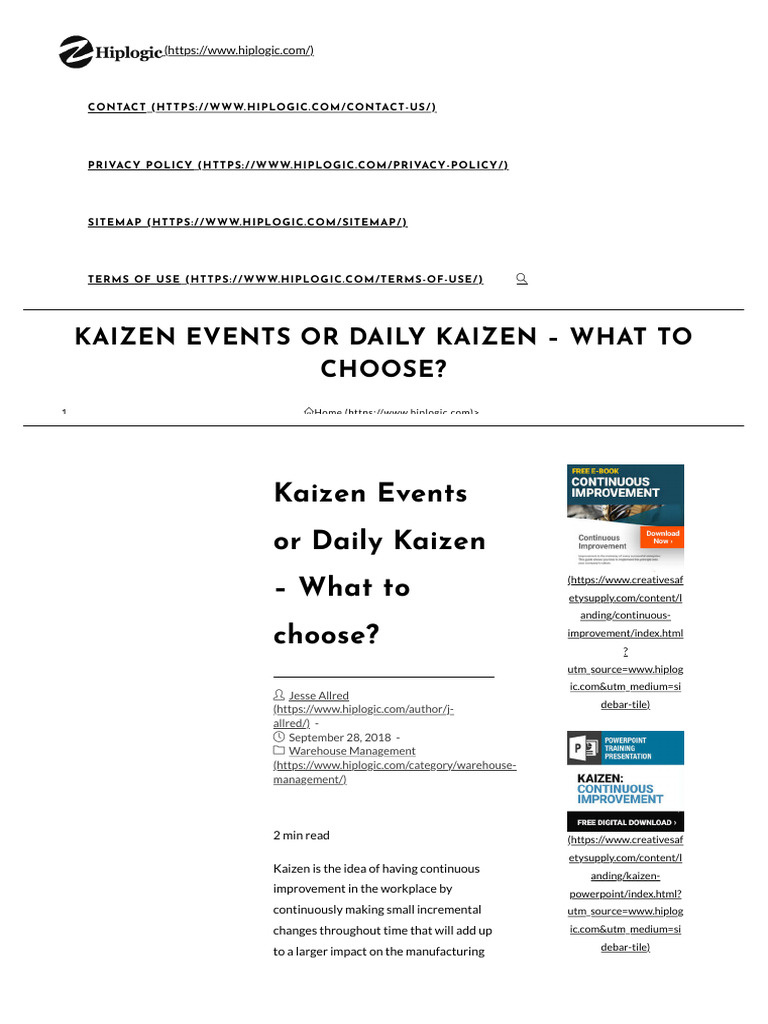 Kaizen Events or Daily Kaizen | PDF | Lean Manufacturing | Inventory