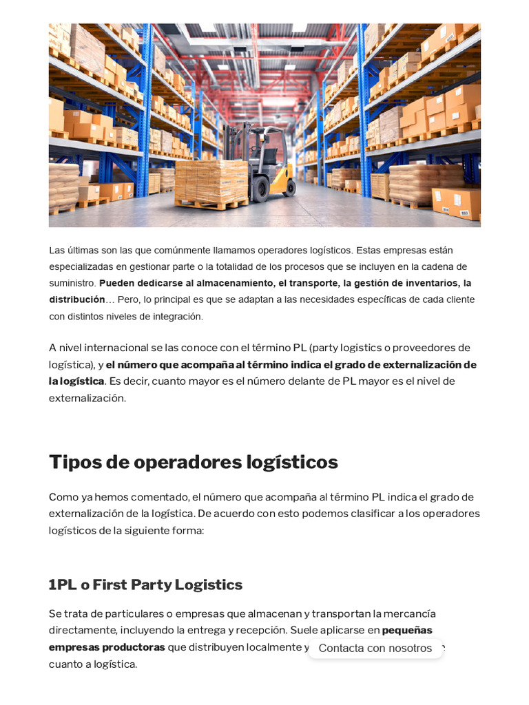 Tipos de PL en logística: 1PL a 5PL | PDF | Logística | Cadena de ...