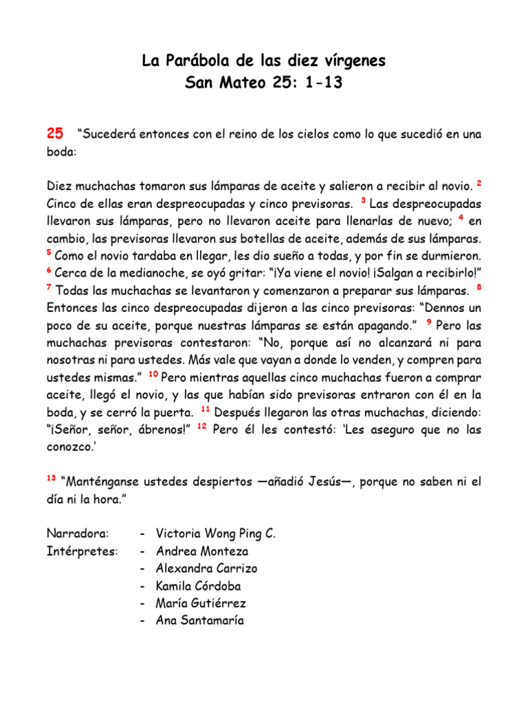 La Parábola de Las Diez Vírgenes | PDF
