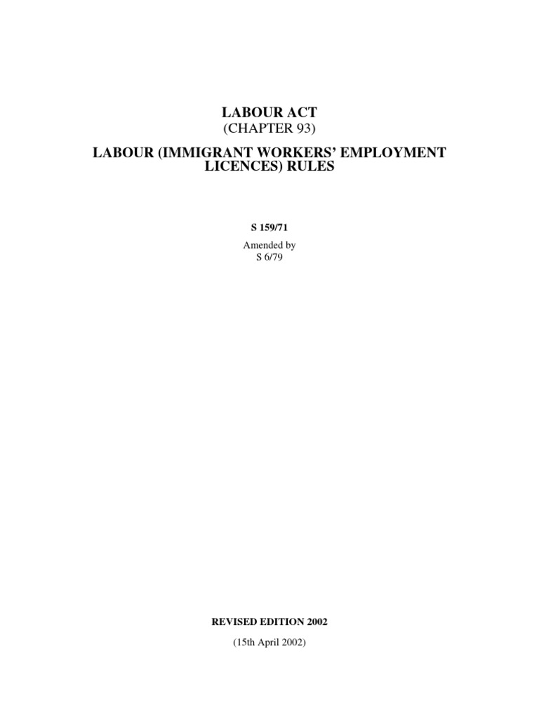 Brunei Immigrant Workers Licence Rules | PDF | Foreign Worker | Immigration