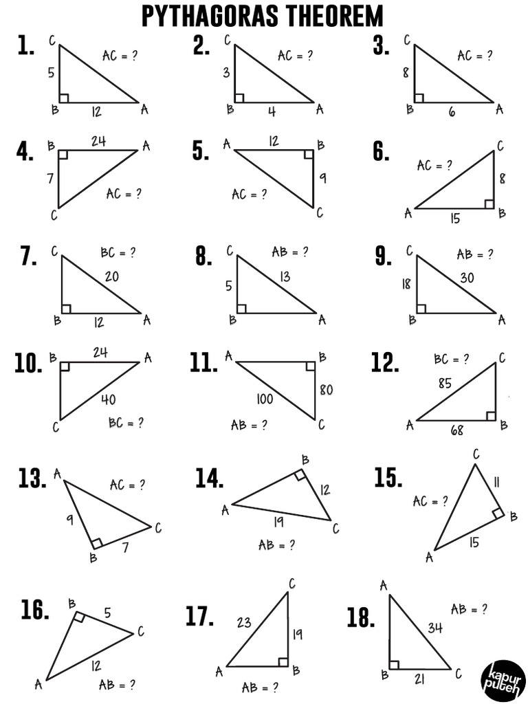 (Worksheet) Pythagoras Theorem | PDF | Mathematics