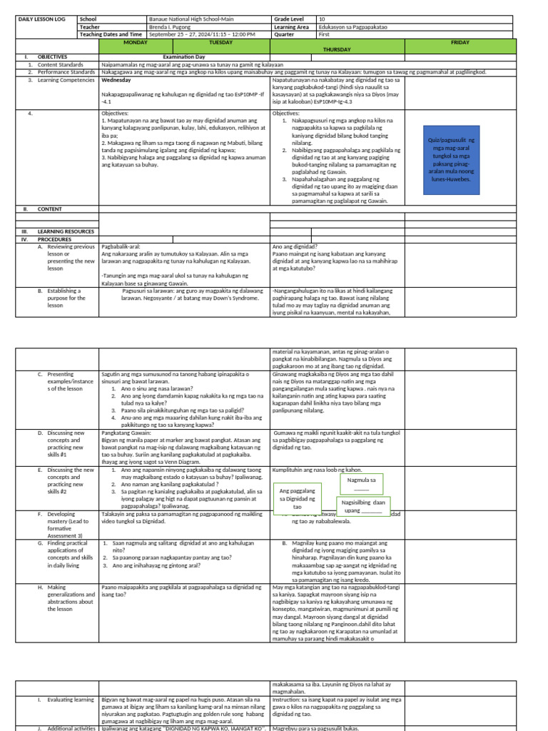 DLL Esp 10-Q1-Week9 | PDF