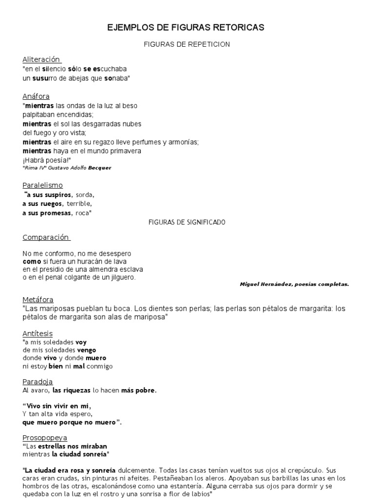 Ejemplos de Figuras Retóricas | PDF | Idiomas