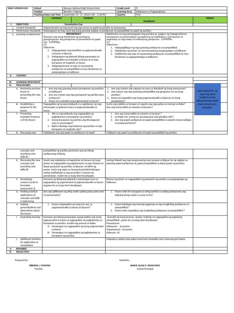 DLL Esp 8-Q1-Week9 | PDF