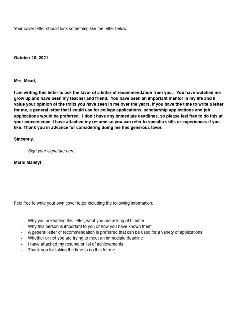 Summer Munoz - Your Cover Letter Should Look Something Like The Letter ...