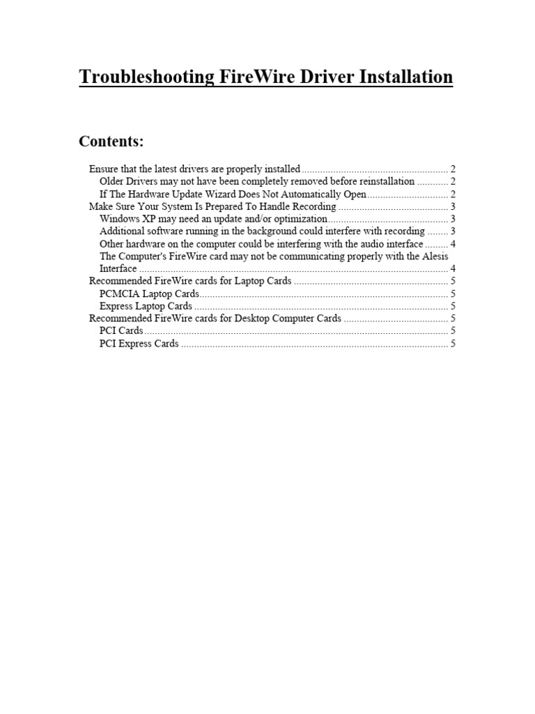Firewire Installation Troubleshooting | PDF | Device Driver | Windows Xp