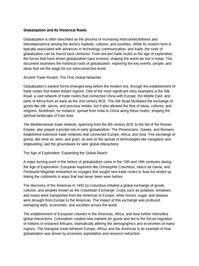 Globalization and Its Historical Roots | PDF | Globalization | Trade