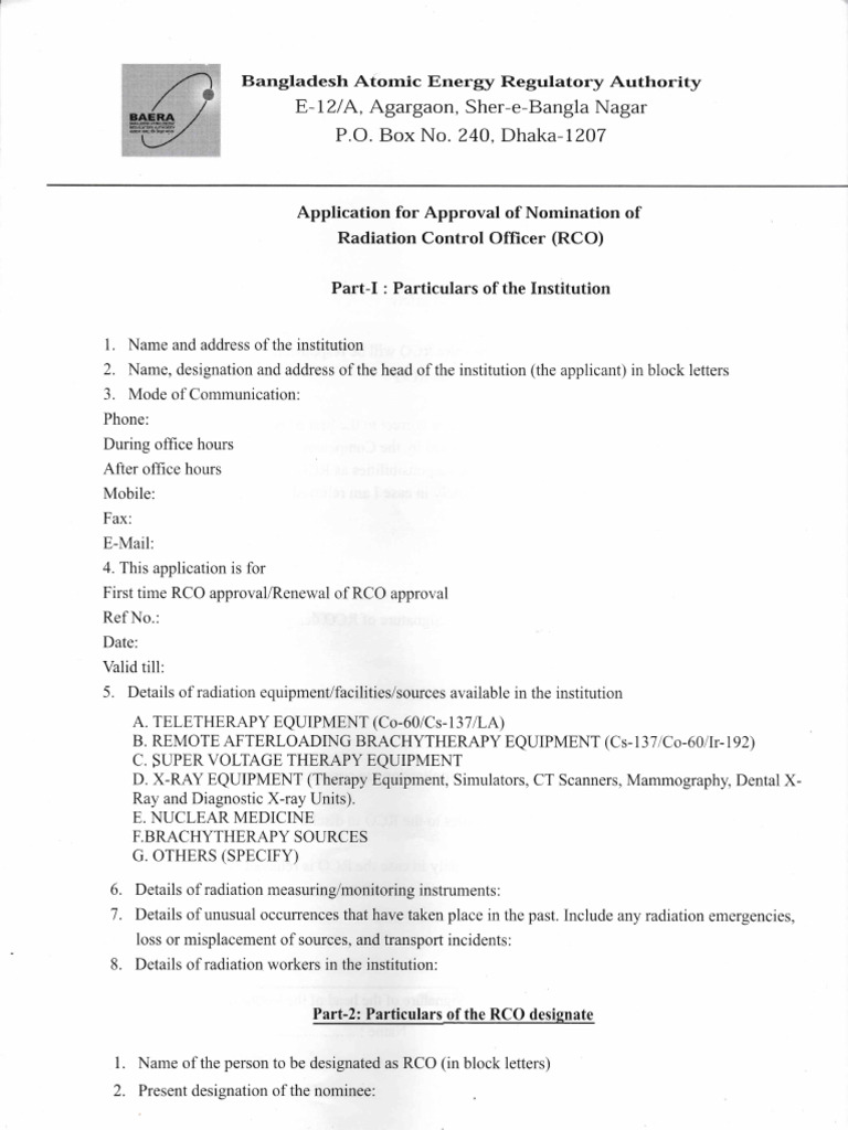 RCO Nomination Form | PDF | X Ray | Radiation