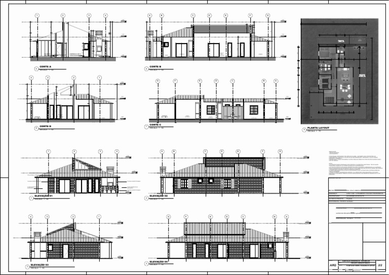 Arq Cortes Fachadas e Layout Escala Cinza | PDF