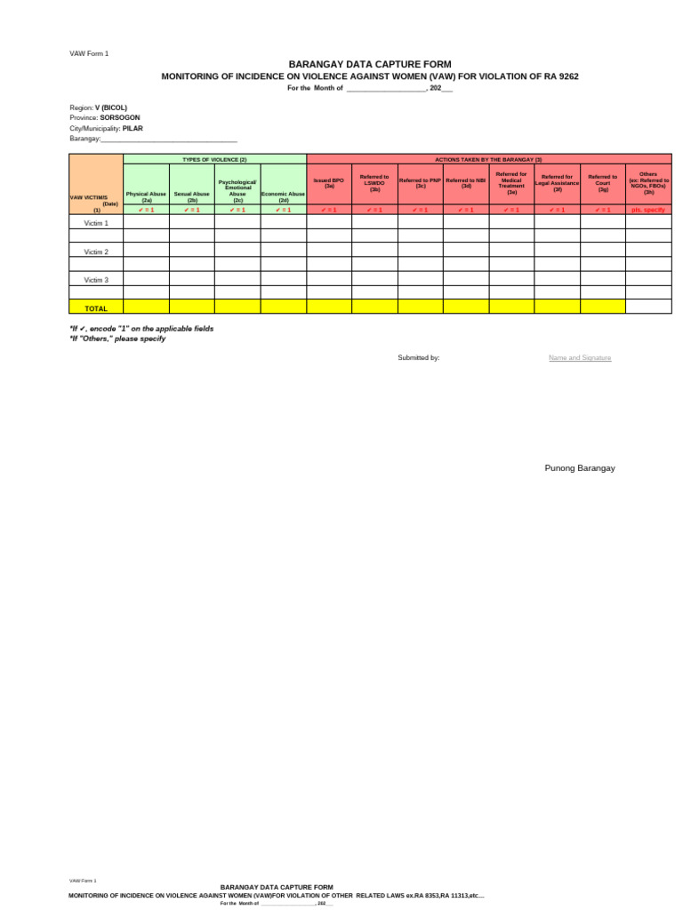 Women Vaw Form 1 Barangay Dcf | PDF | Woman | Misogyny