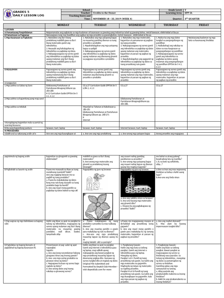 DLL - Epp 5 - Ia - Q3 - W4 | PDF