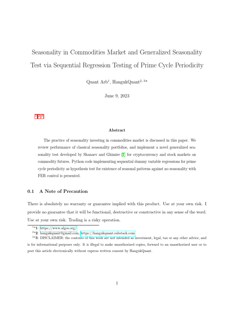 Analyzing Seasonality in Commodities Markets | PDF | Seasonality ...
