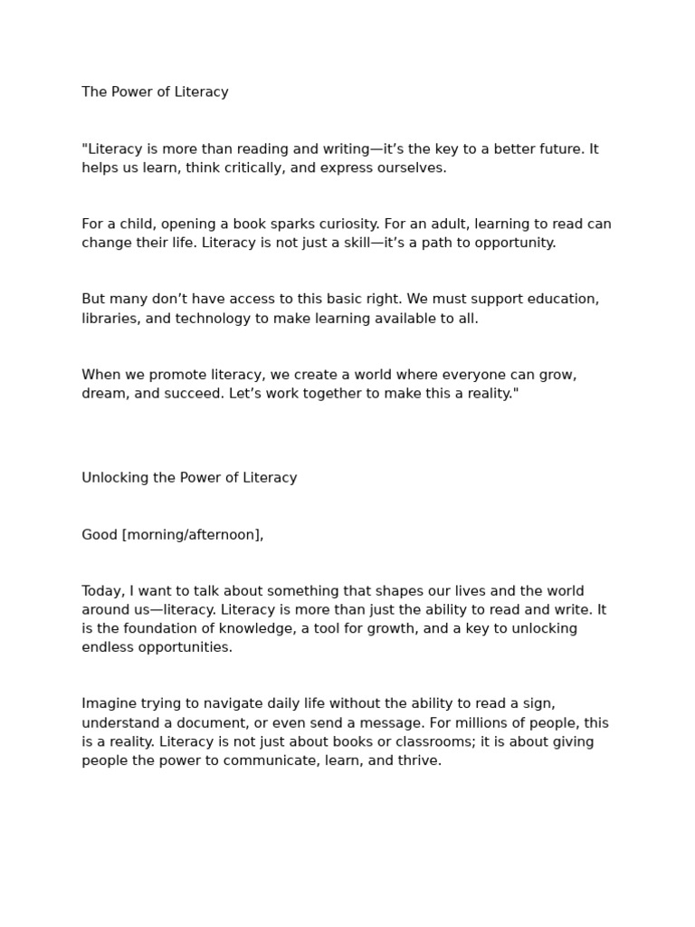 The Power of Literacy | PDF