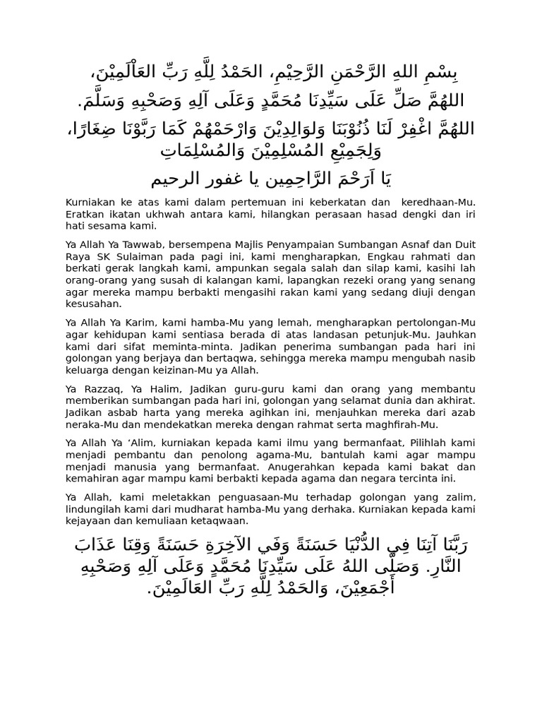 Doa Majlis Asnaf Pdf