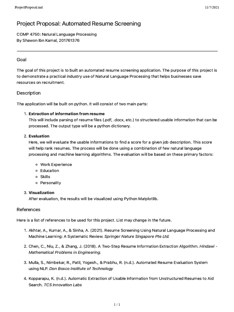 Project Proposal | PDF