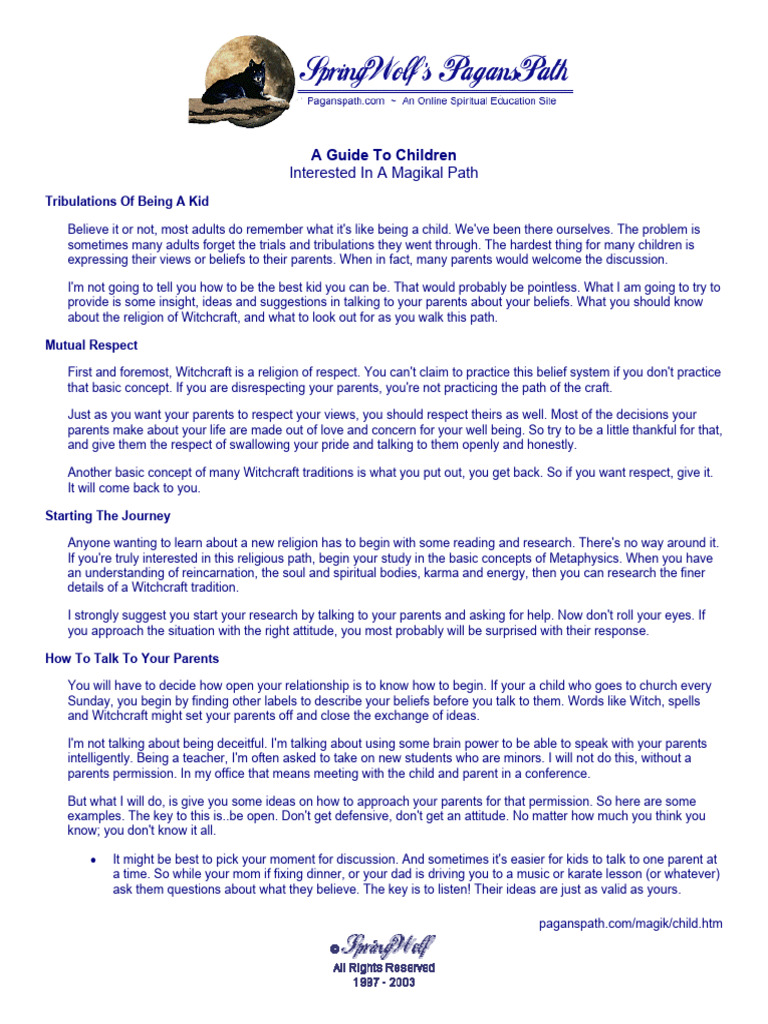 A Guide To Children Interested in A Magickal Path | PDF | Witchcraft ...
