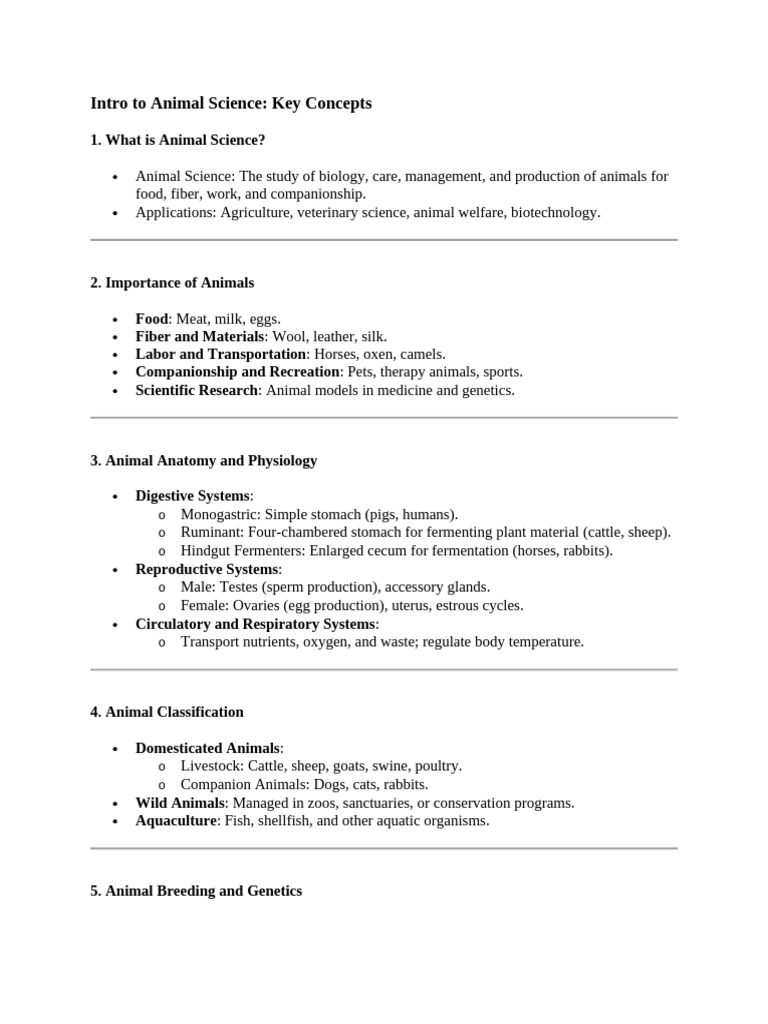 Overview of Animal Science Concepts | PDF | Meat | Livestock