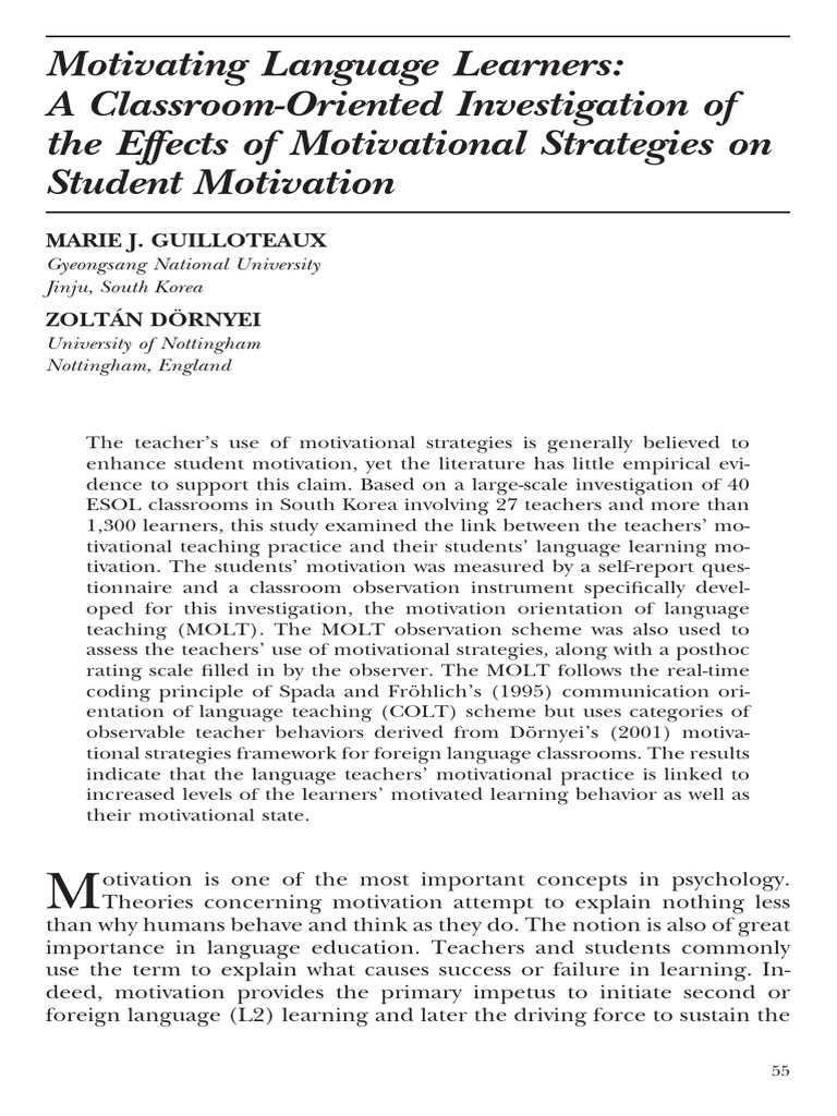 Motivating Language Learners A Classroom | PDF | Cronbach's Alpha ...
