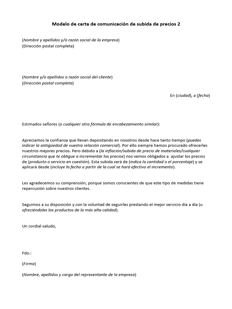 modelo_carta_subida_precios2 | PDF