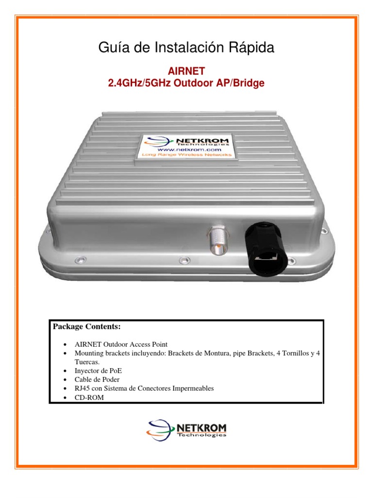 AIRNET 54Mb Outdoor AP-Bridge Quick Configuration Guide Spanish | PDF ...