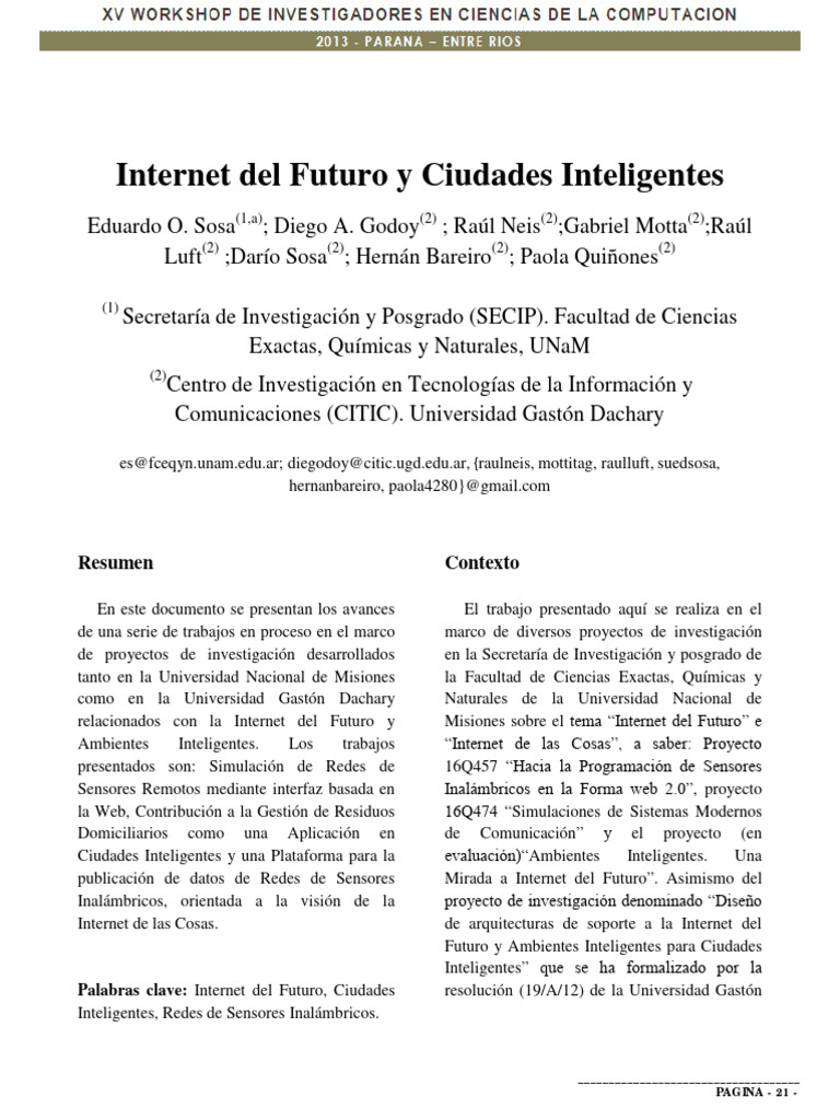 Internet Del Futuro y Ciudades Inteligen | PDF | Identificación de ...
