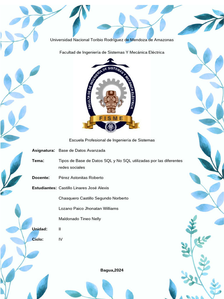 Bases de Datos SQL y NoSQL en Redes Sociales | PDF | No Sql | Bases de datos