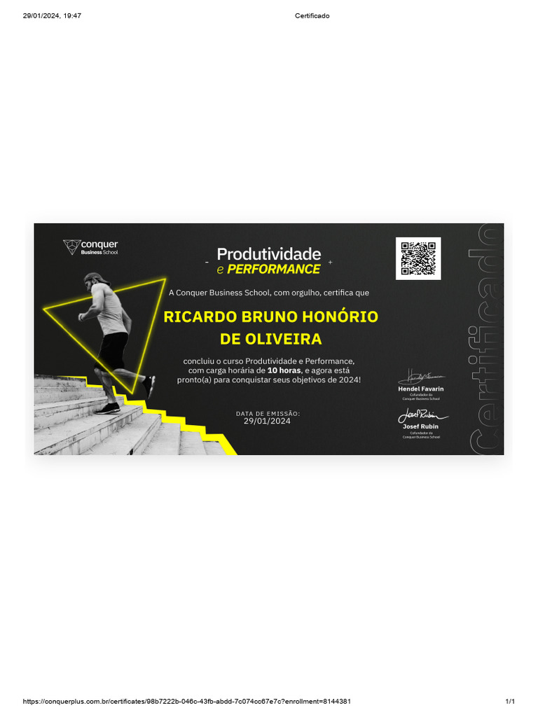 Certificado Conquer - PRODUTIVIDADE | PDF