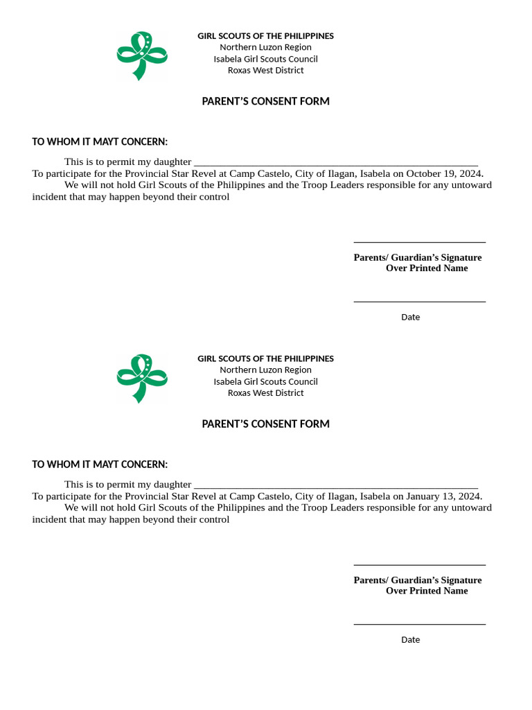 Starscout Waiver | PDF | Girl Guiding And Girl Scouting | Scouting