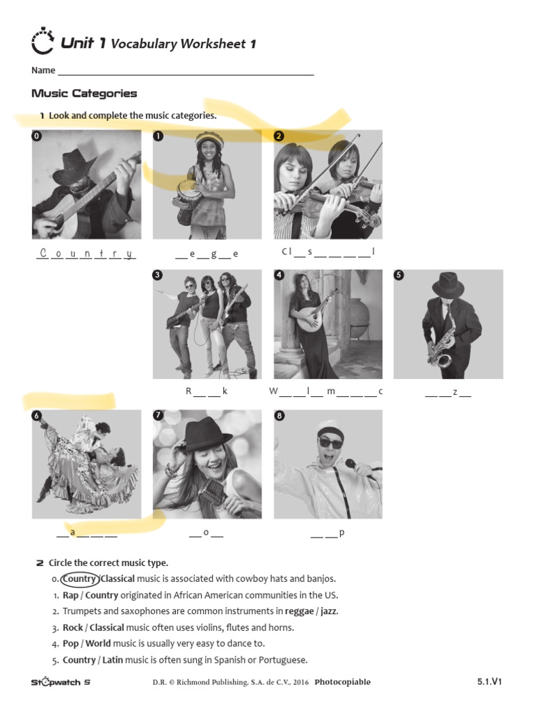 Stopwatch 5 Unit 1 Vocabulary 1 | PDF