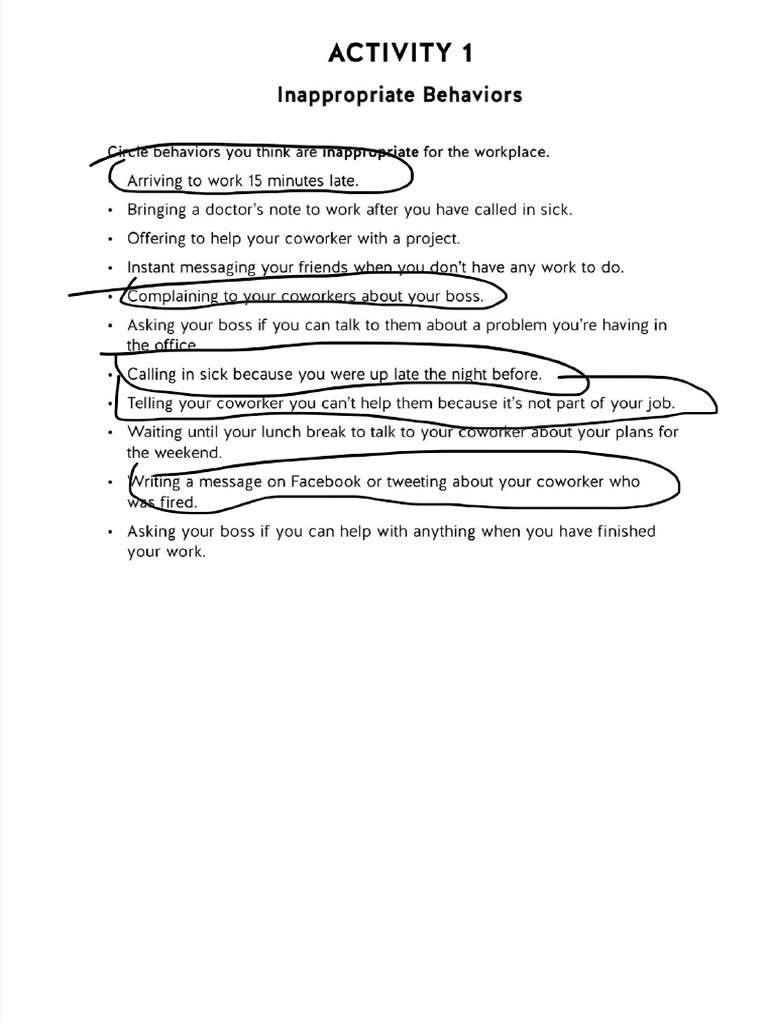 Inappropriate Behaviors | PDF