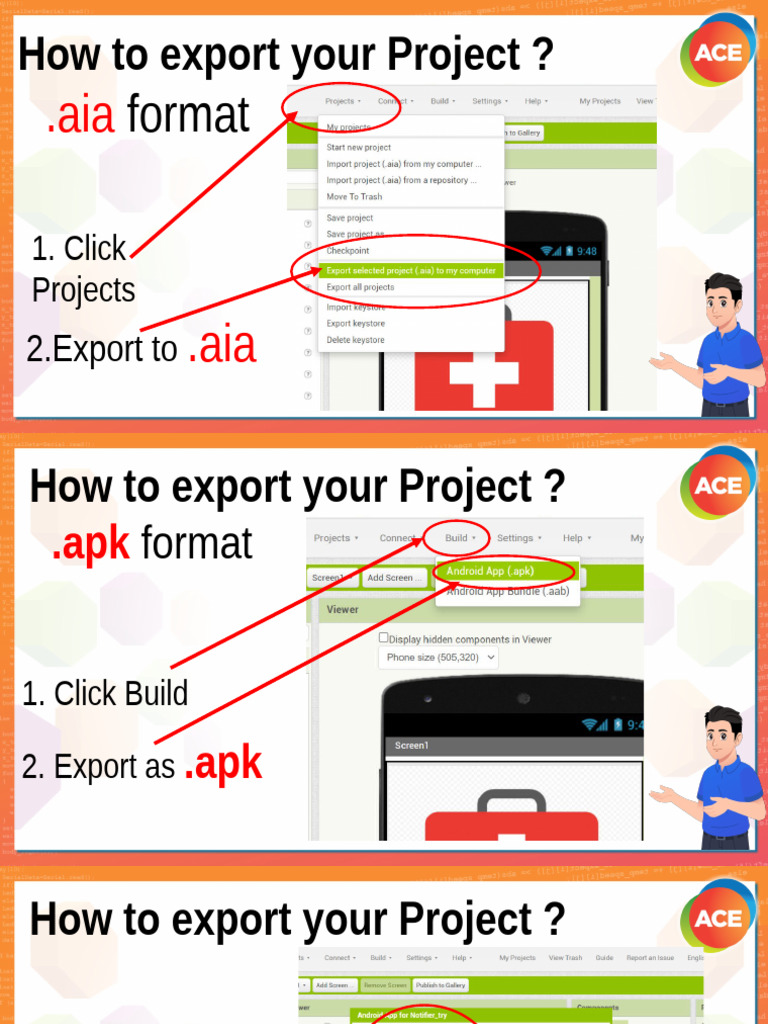 Exporting Projects to .aia and .apk | PDF