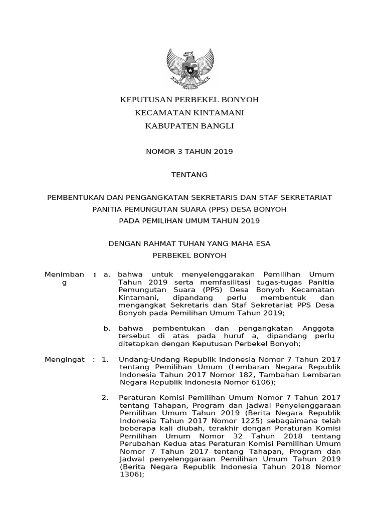 SK Sekretariat PPS 2019 | PDF