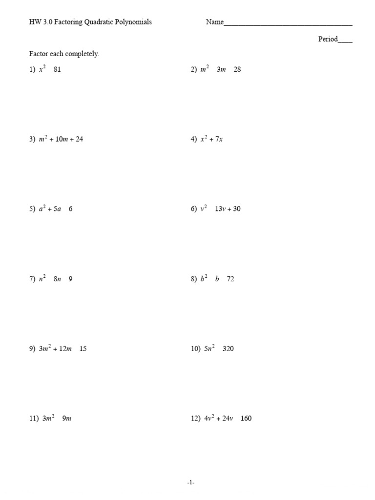 3.0 Factoring HW | PDF