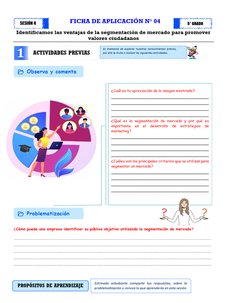 FICHA 4- IDENTIFICAMOS LAS VENTAJAS DE LA SEGMENTACION DE MERCADO PARA PROMOOVER VALORES ...