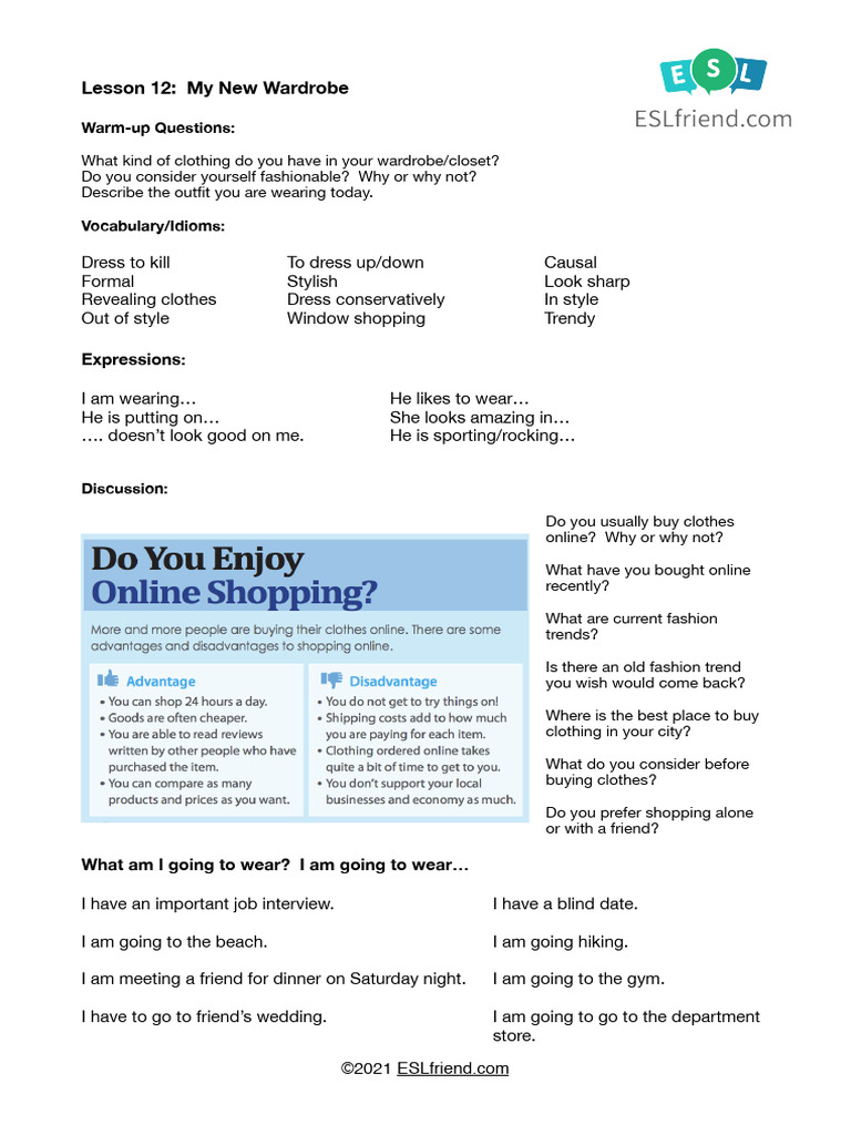 Int Lesson12 MyNewWardrobe | PDF